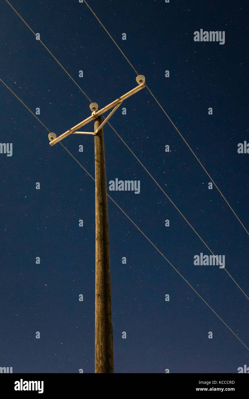 Power lines and night sky Stock Photo - Alamy