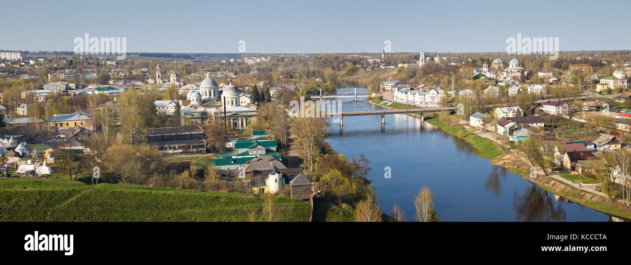 Panoramic view of the old Russian town of Torzhok Stock Photo - Alamy
