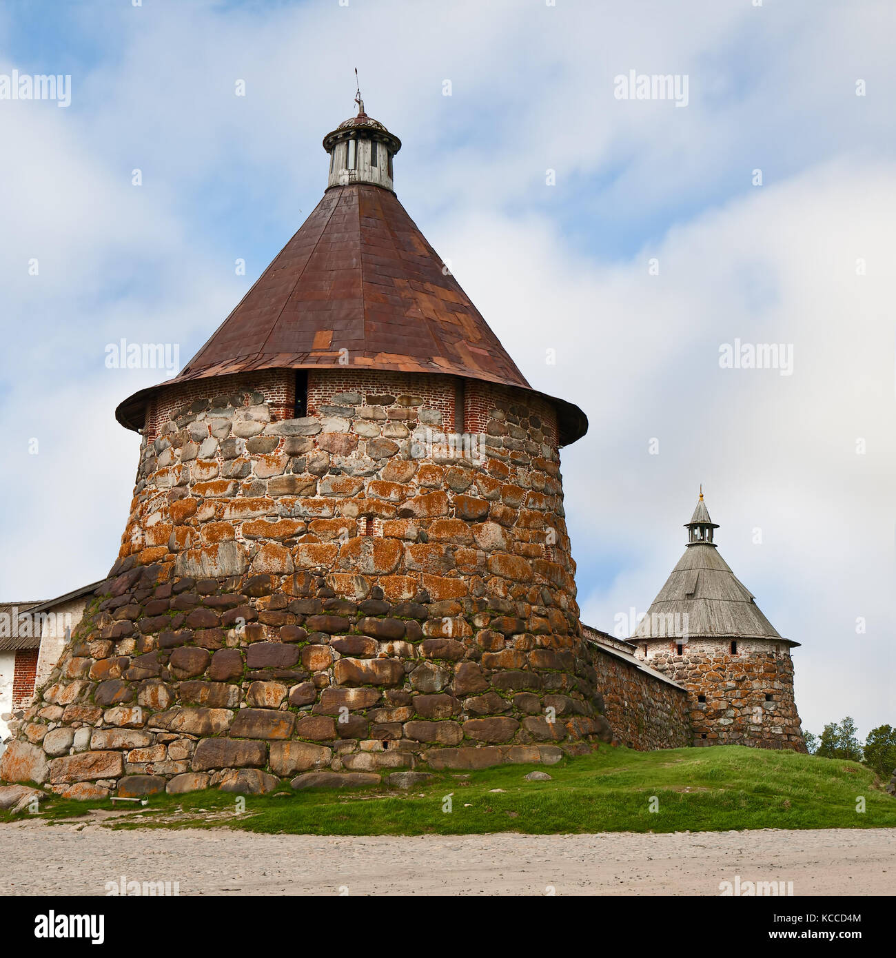 The towers of the Solovetsky monastery, Solovetsky archipelago, Russia ...