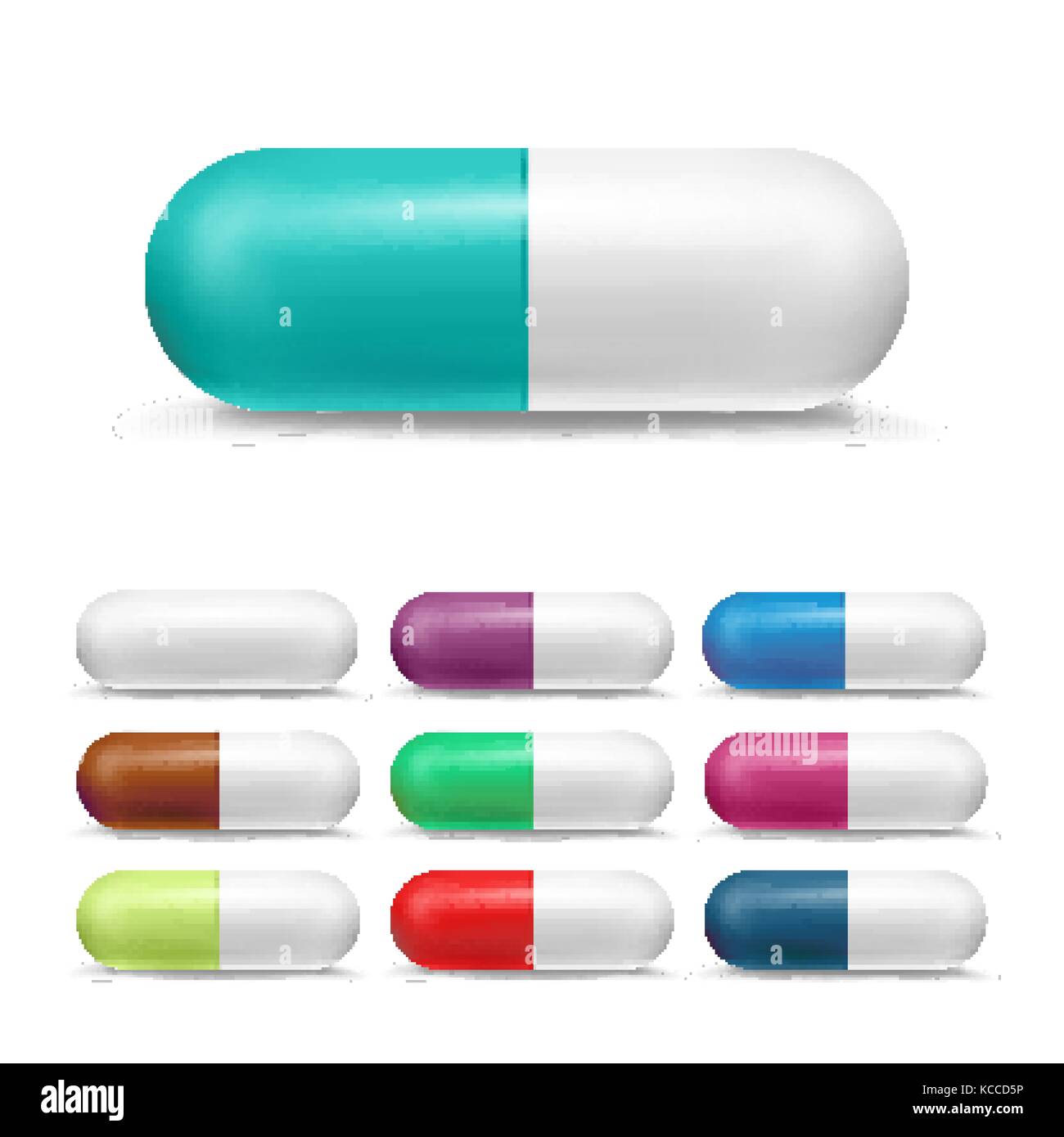 3D Realistic Pills Set Vector. Colored Painkiller, Pharmaceutical ...