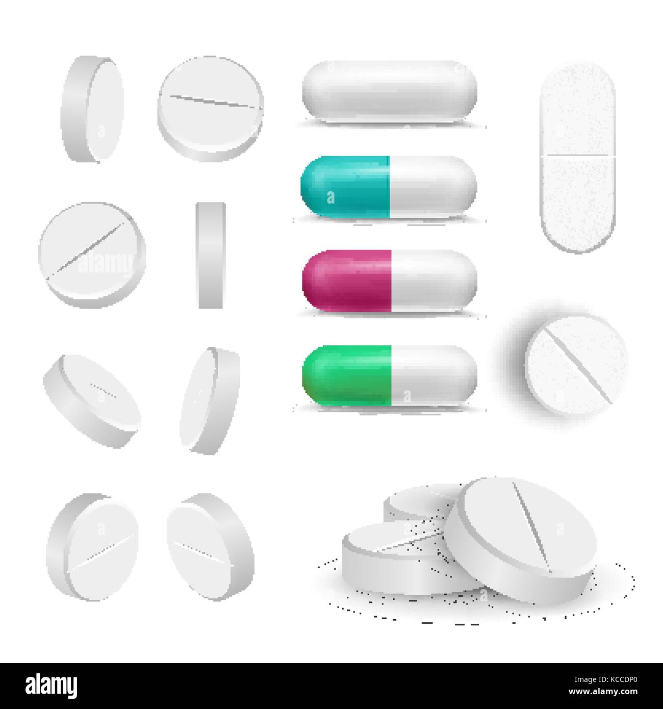 Realistic Pills And Drugs Set Vector. Painkiller, Pharmaceutical ...