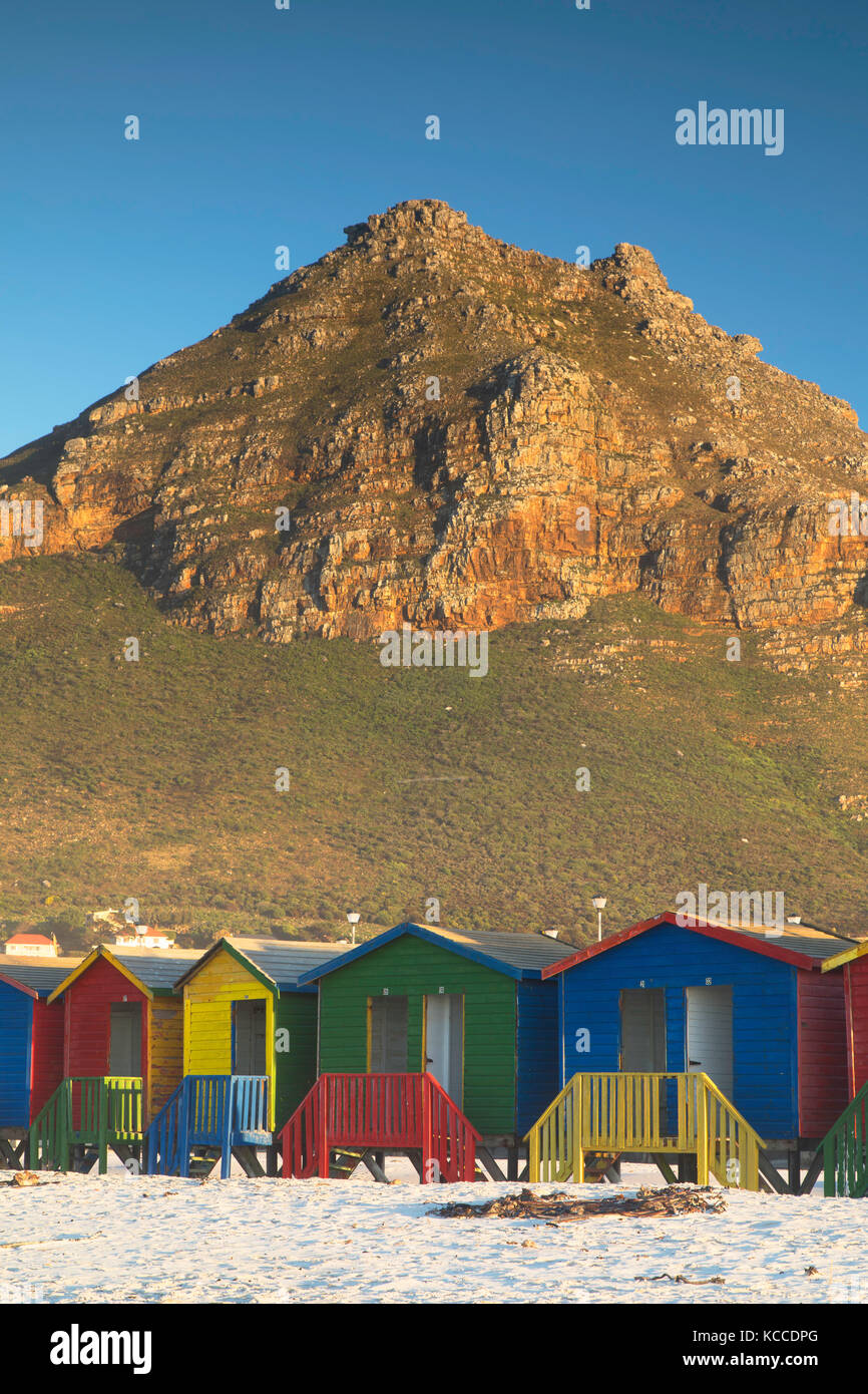 Beach huts on Muizenburg beach, Cape Town, Western Cape, South Africa ...