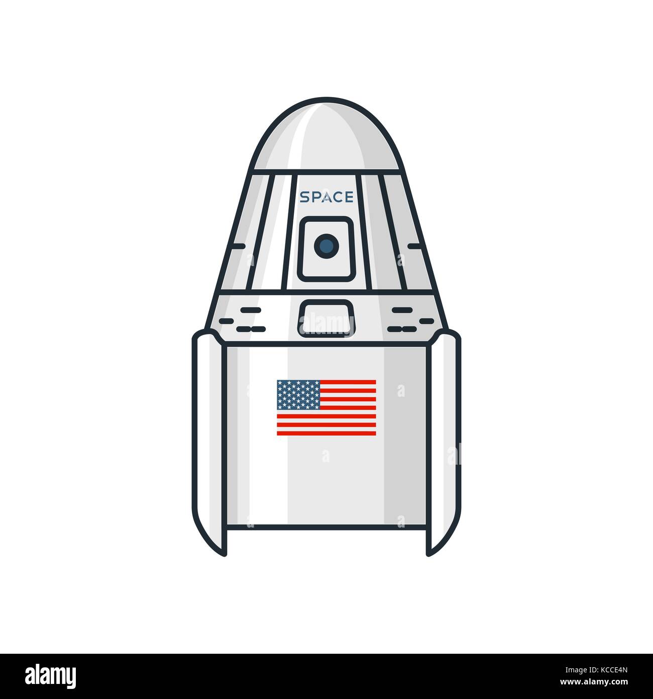 Vector illustration of spacecraft modules on white background. Space ...