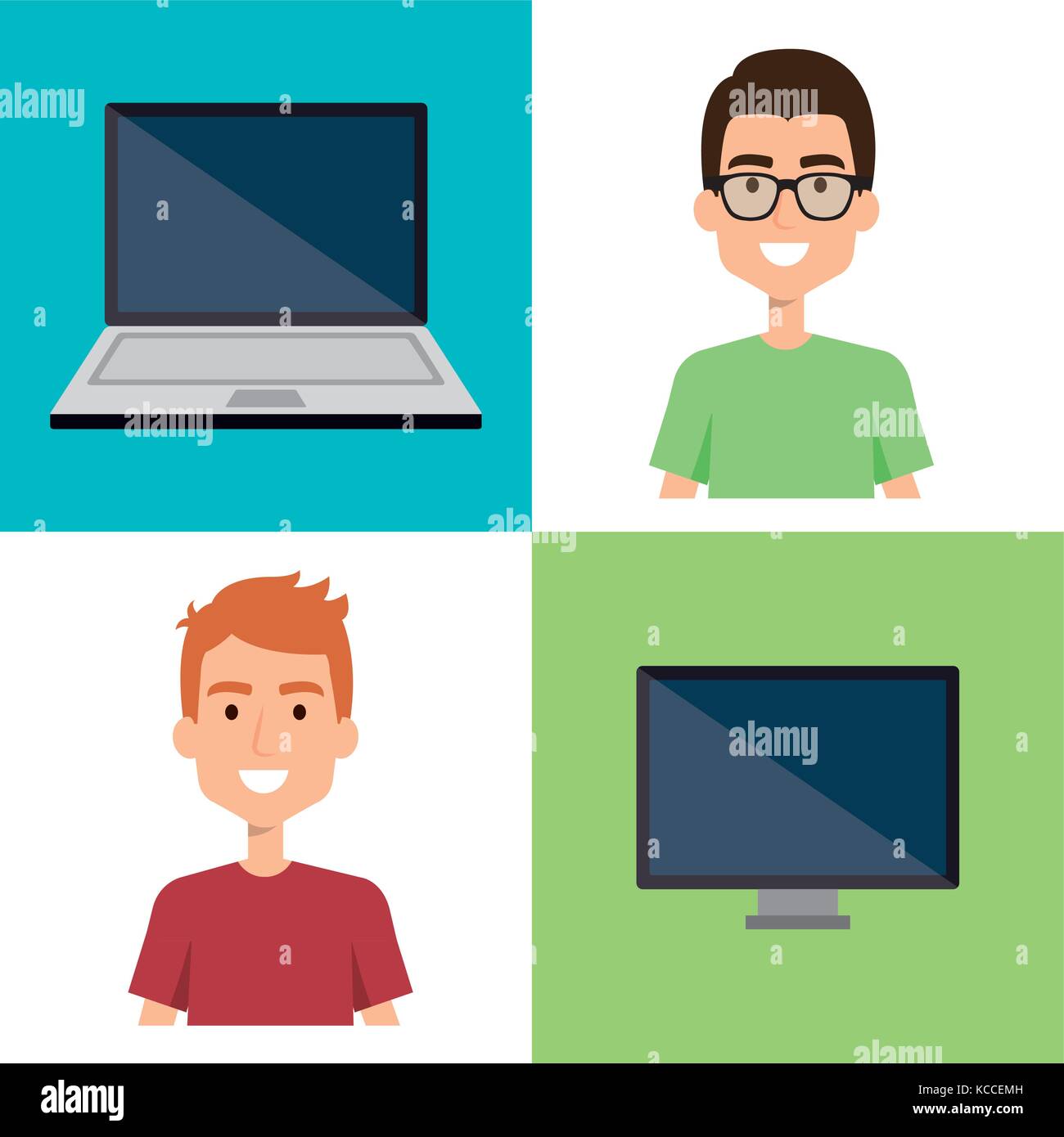 men with computers avatars Stock Vector Image & Art - Alamy