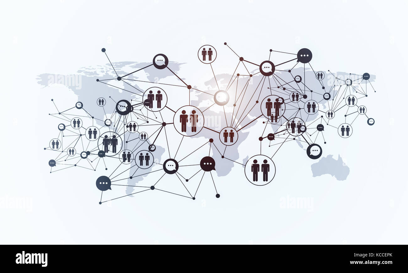 Lines and dots as networking idea drawn on white background Stock Photo ...
