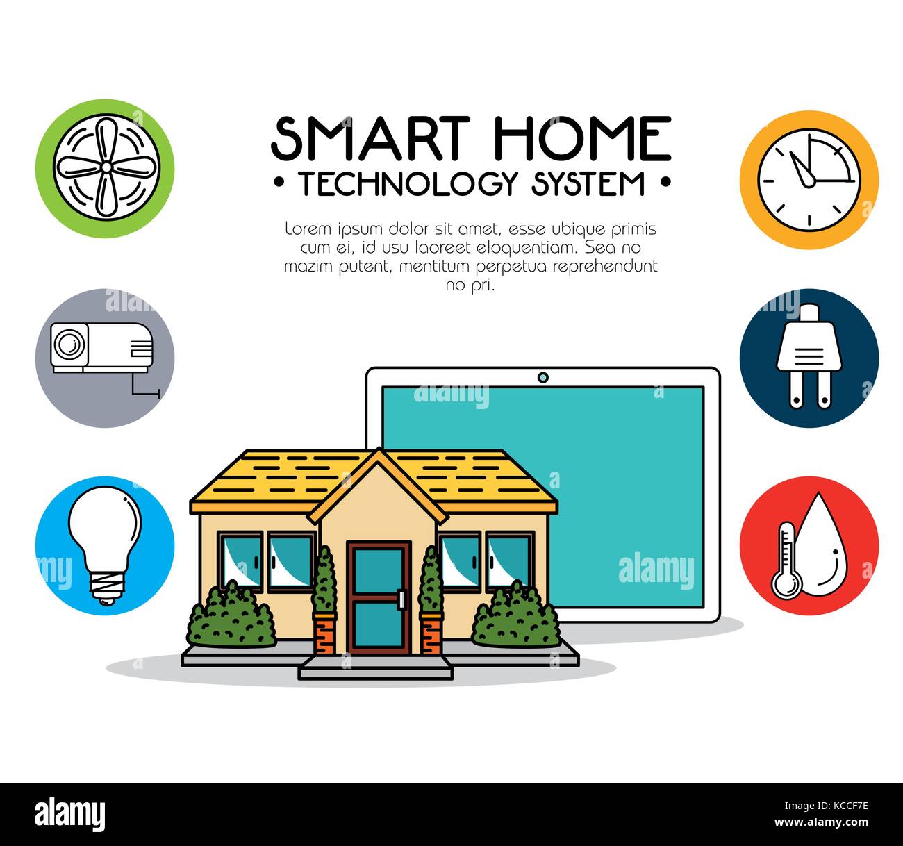 Tablet hand smart home house app Cut Out Stock Images & Pictures - Alamy