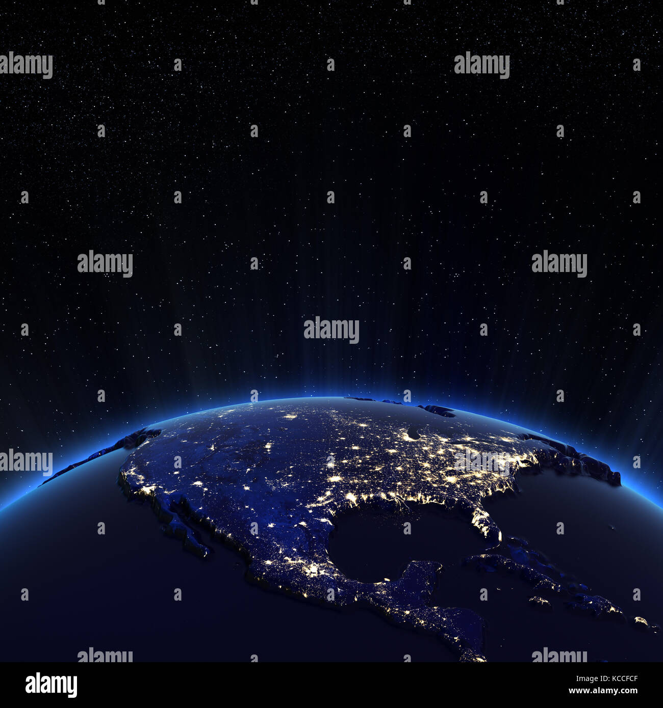 USA city lights at night 3d rendering Stock Photo - Alamy