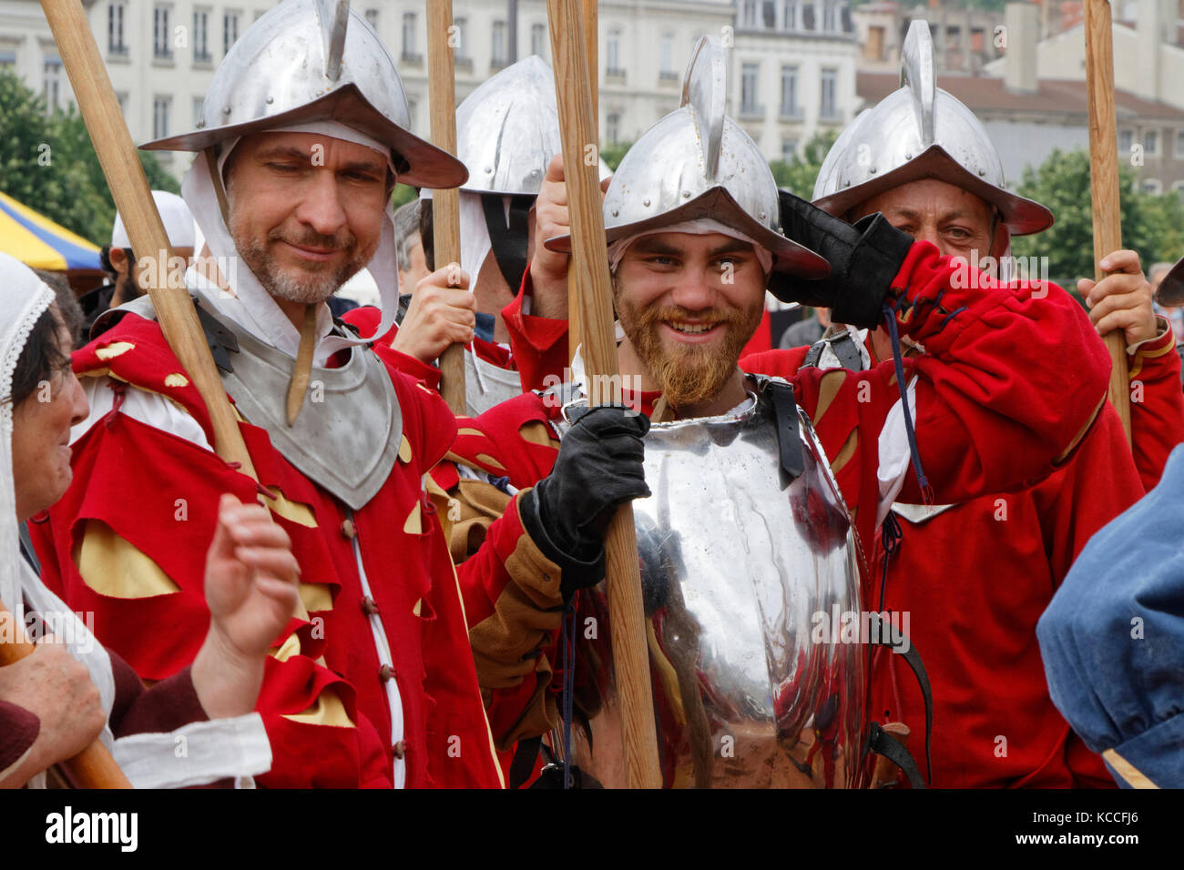 LYON, France, May 13, 2017 : Disguised people in Renaissance clothes in ...