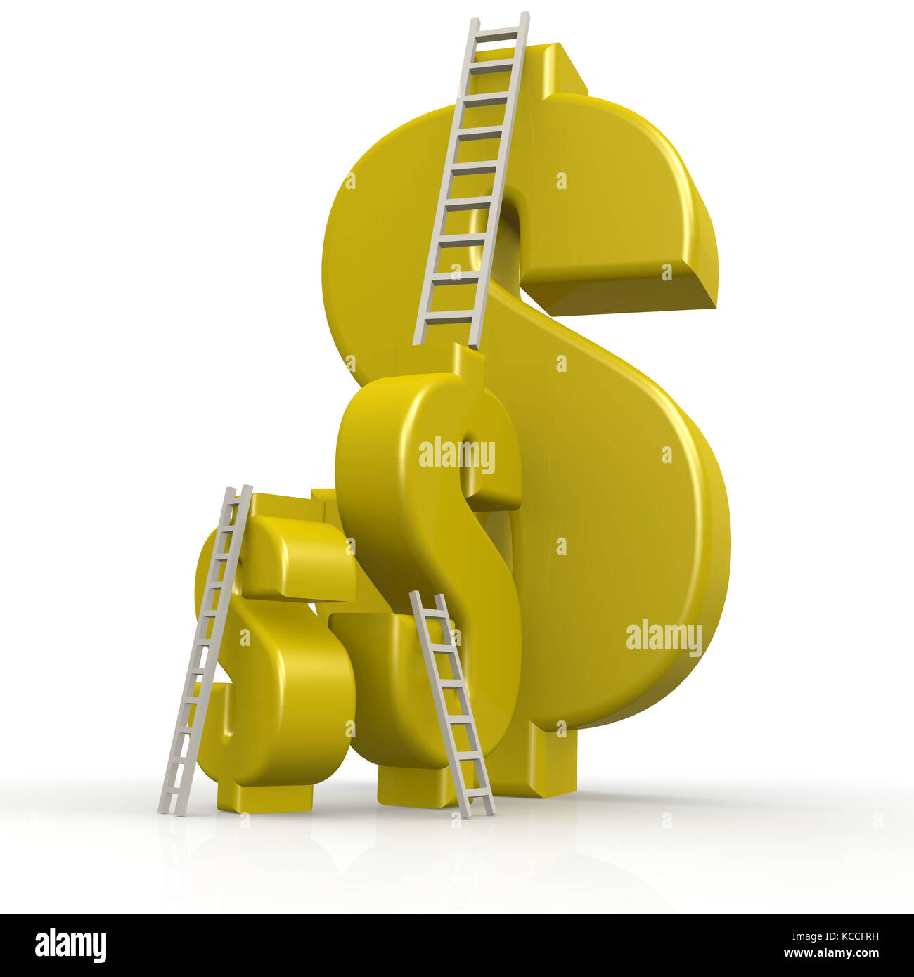 Yellow dollar signs with white ladder image with hi-res rendered ...