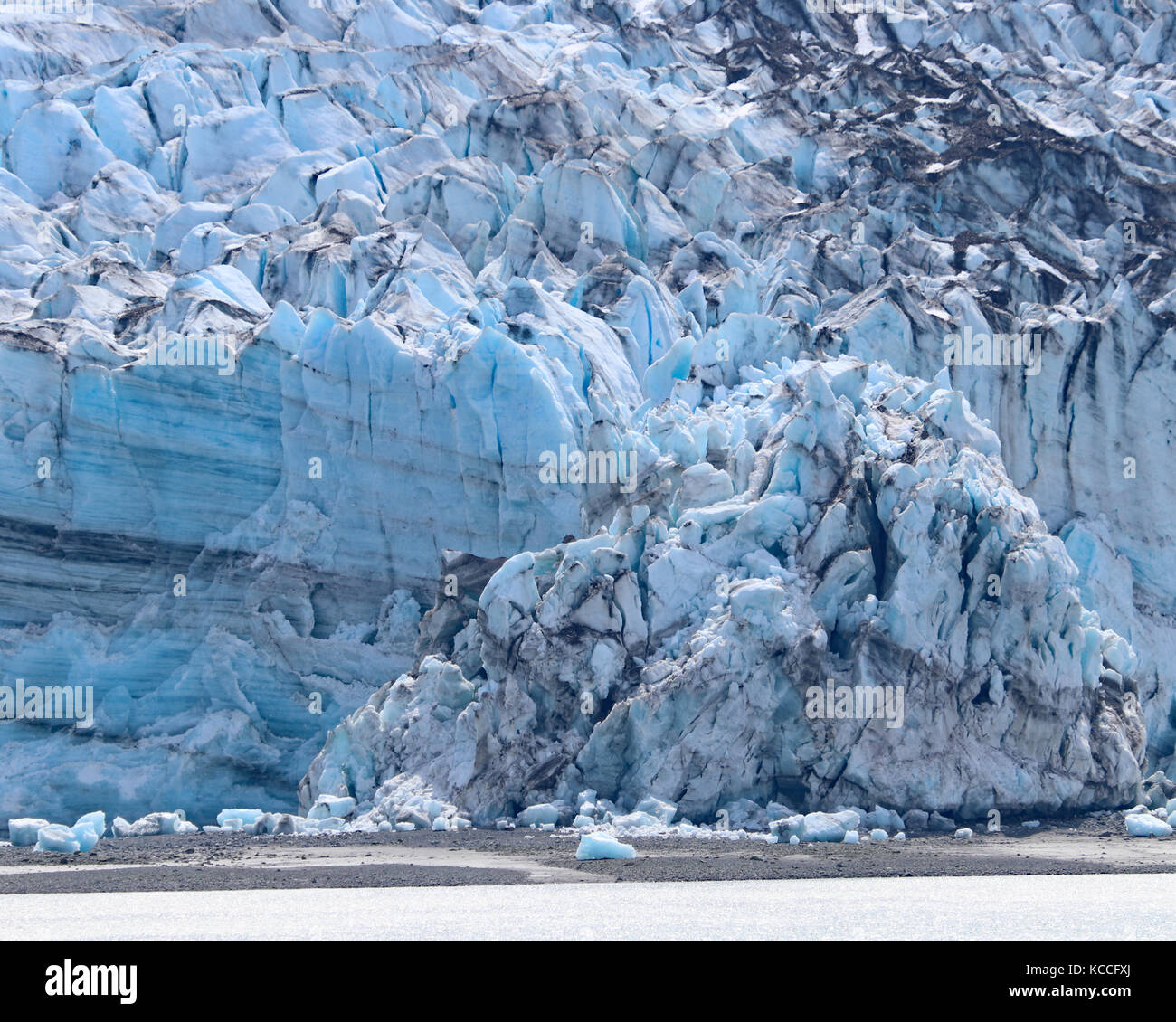 As the silt mixes with the ice beautiful patterns appear in the glacier ...