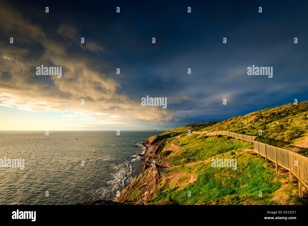 Hallett Cove park boardwalk at sunset, South Australia Stock Photo - Alamy