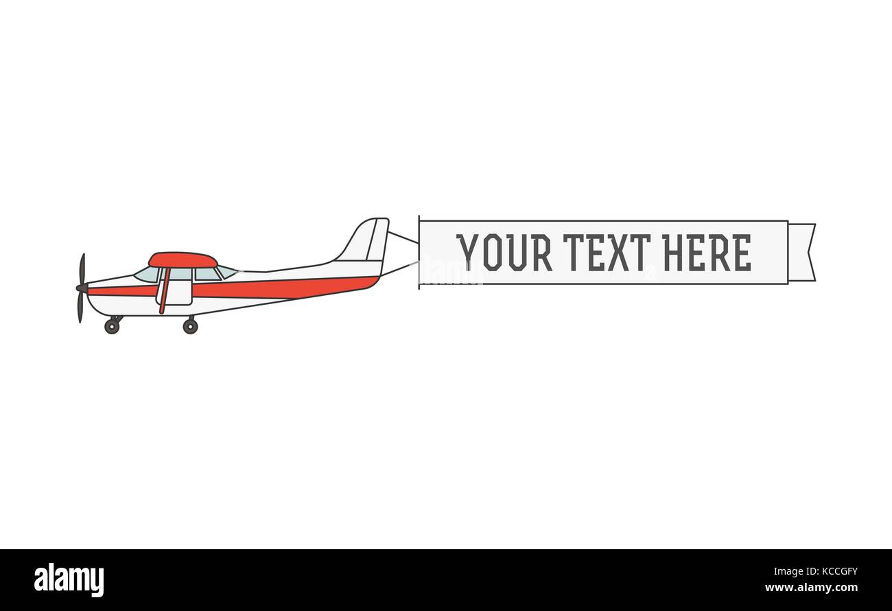 Vector illustration of an airplane with lettering on a white background ...