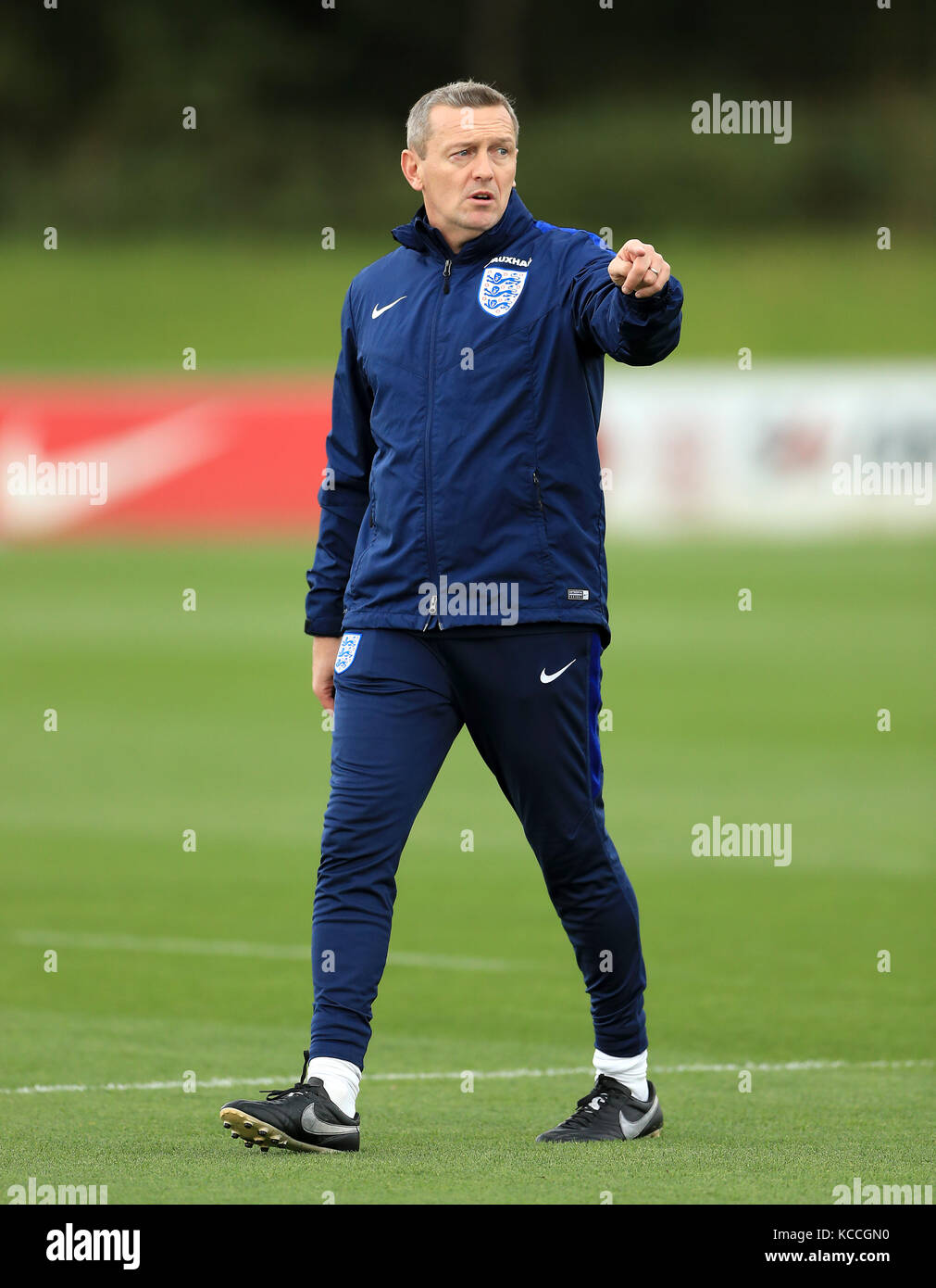 England U21's manager Aidy Boothroyd during the training session at St ...