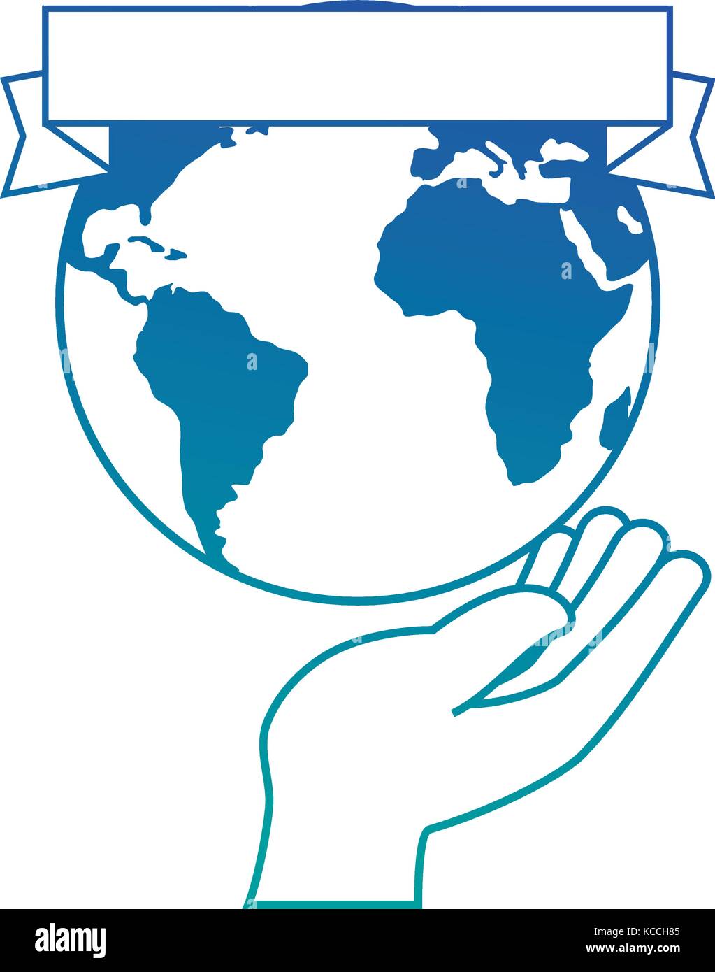 hand human protection with world planet vector illustration design ...