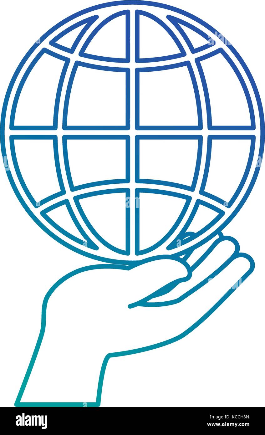 hand human protection with world planet vector illustration design ...