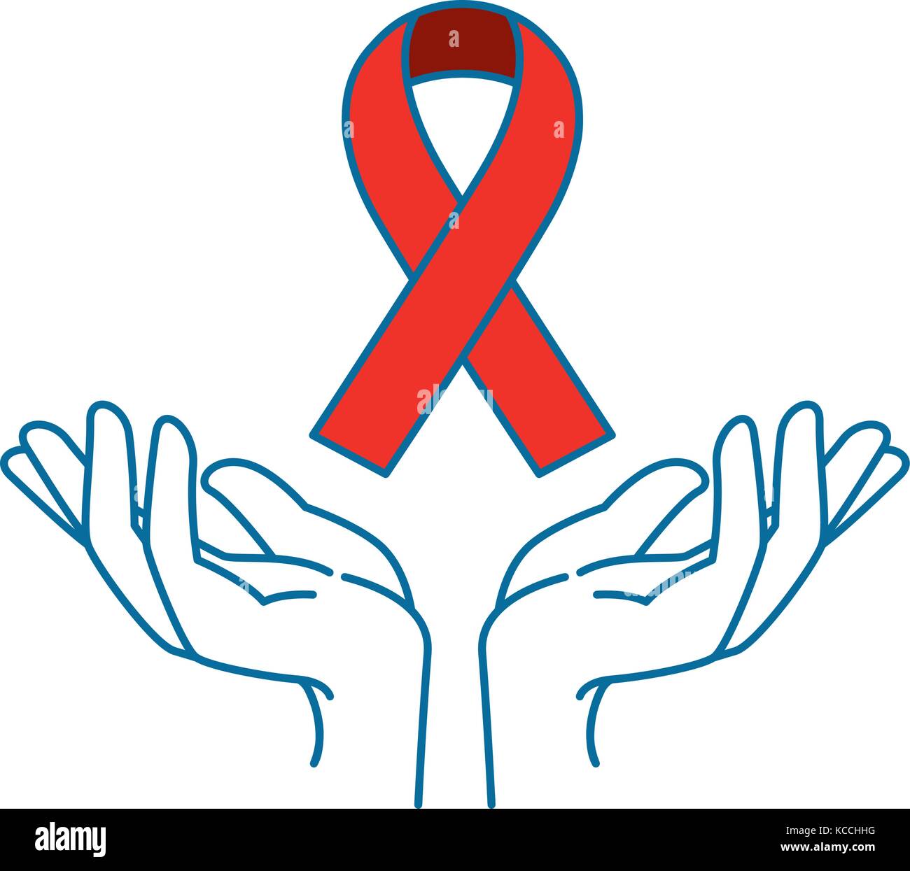 hands human protection with ribbon vector illustration design Stock ...