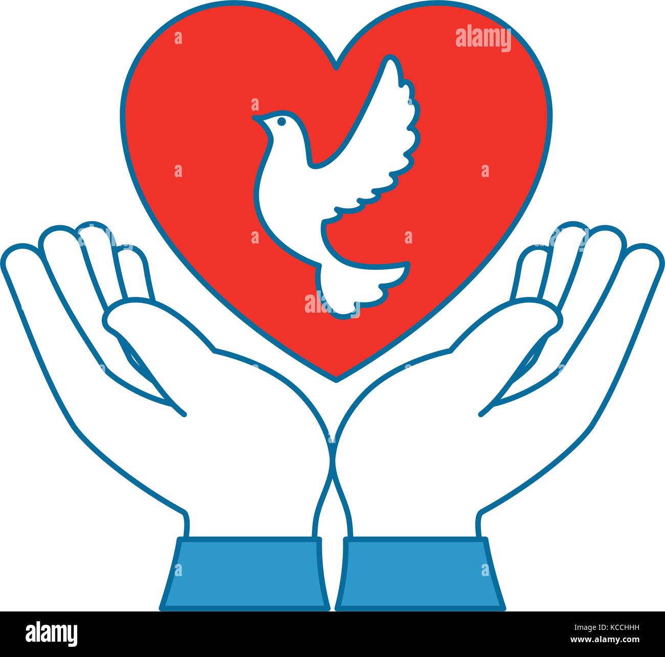 hands human with dove of peace and heart vector illustration design ...
