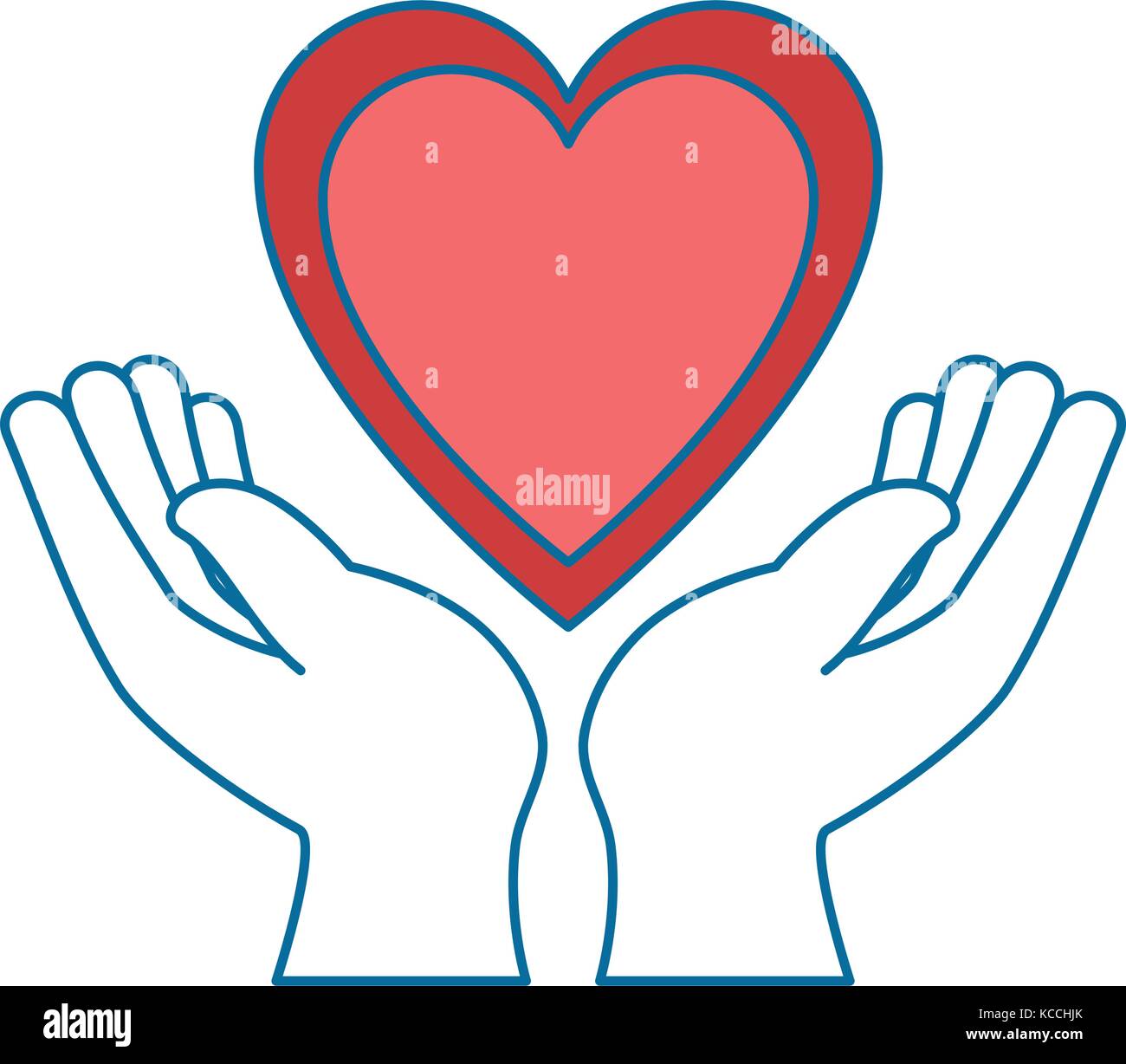 hands human protection with heart vector illustration design Stock ...