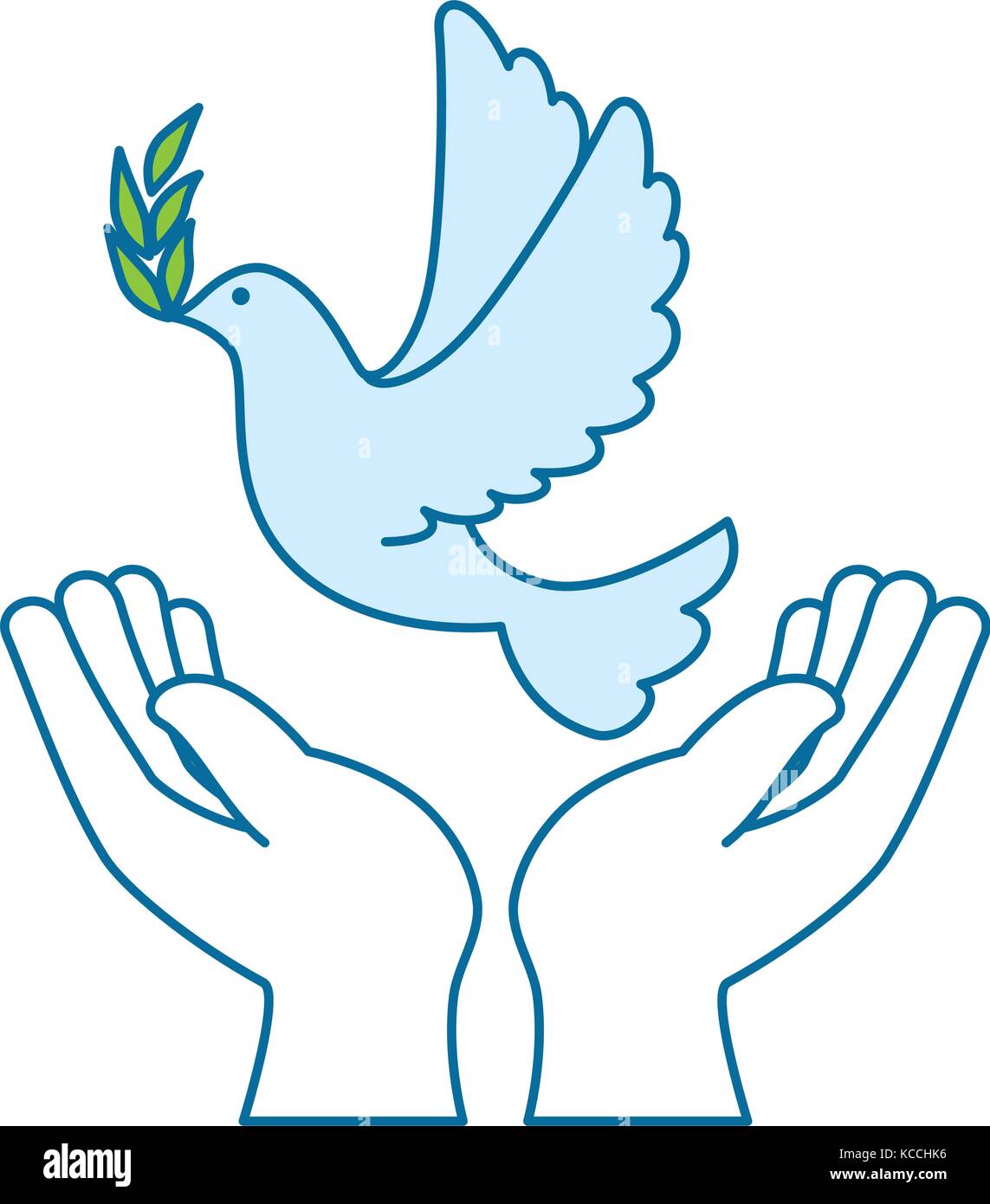 hands human with dove of peace vector illustration design Stock Vector ...