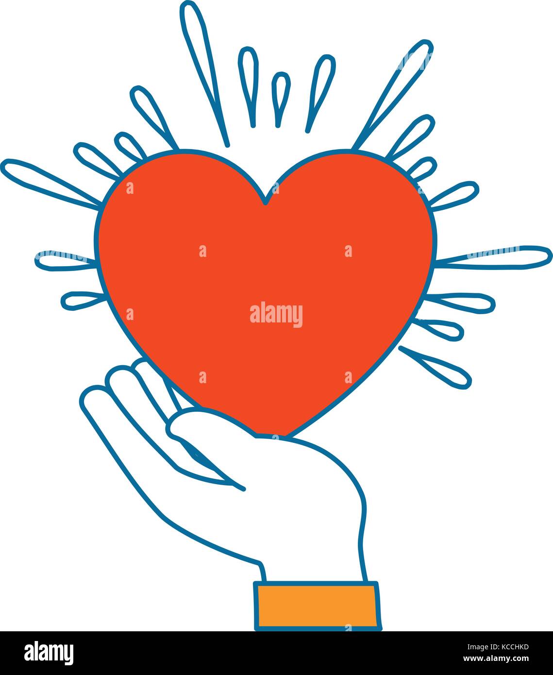 hands human protection with heart vector illustration design Stock ...