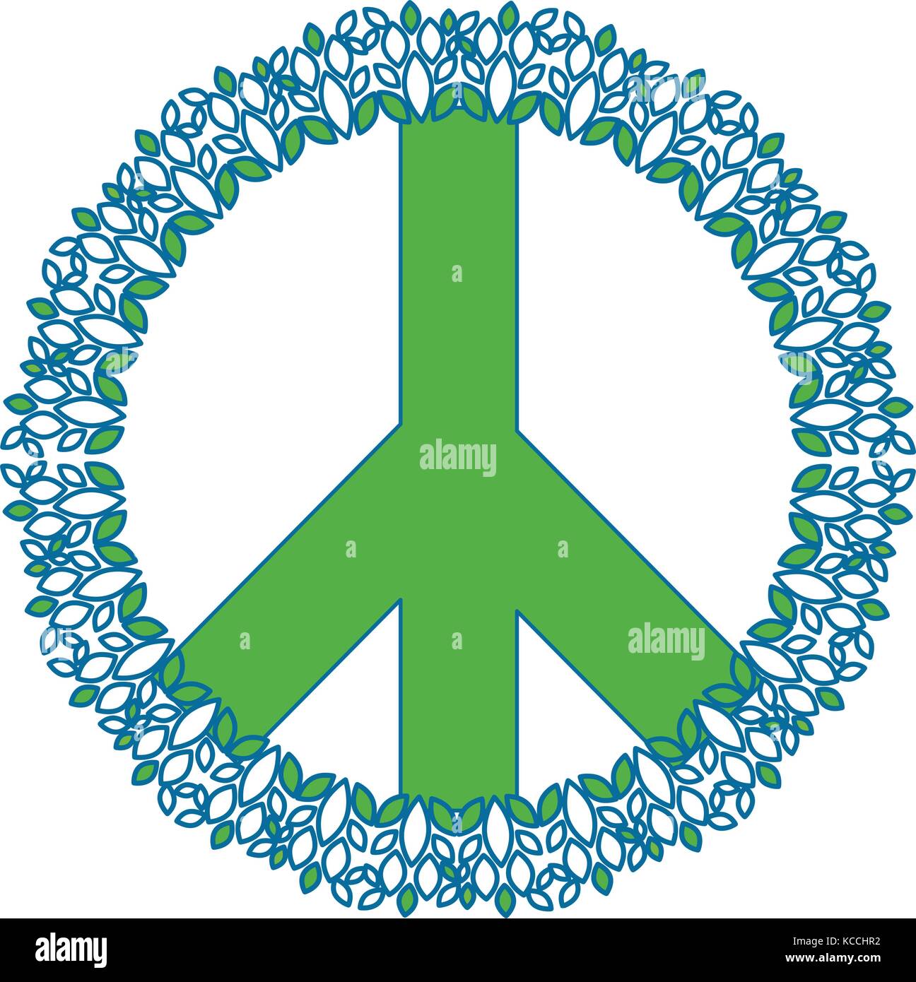 peace symbol with leafs vector illustration design Stock Vector Image ...