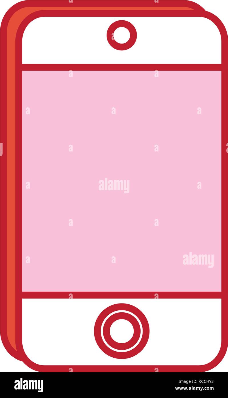 flat line colored smartphone over white background vector illustration ...