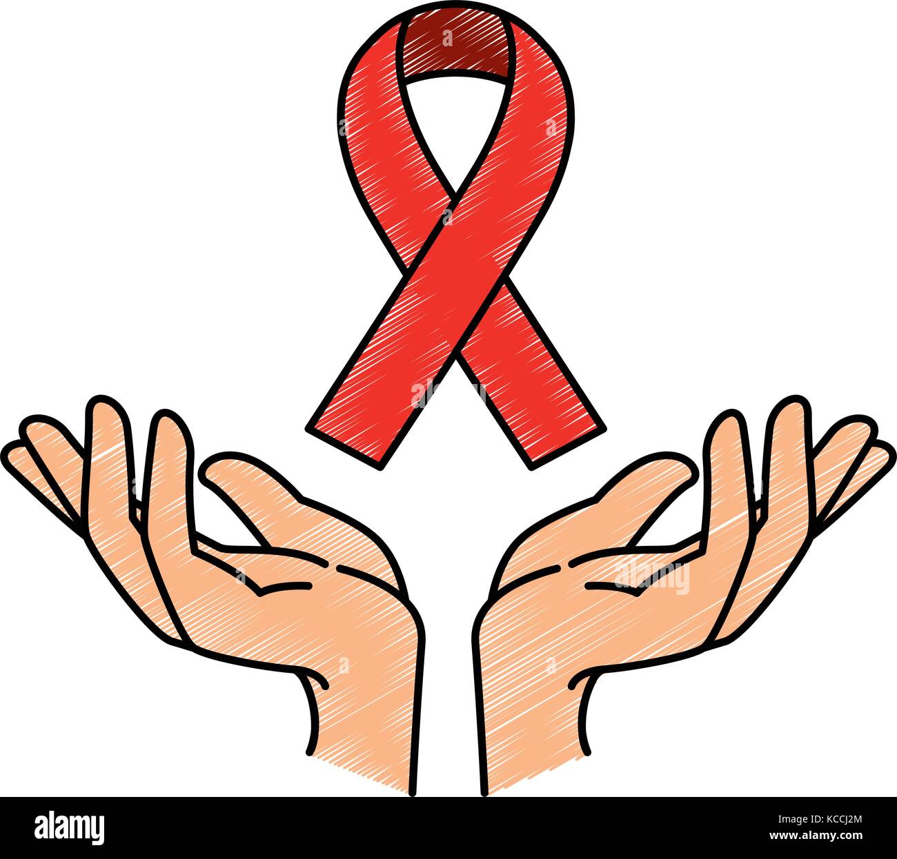 hands human protection with ribbon vector illustration design Stock ...