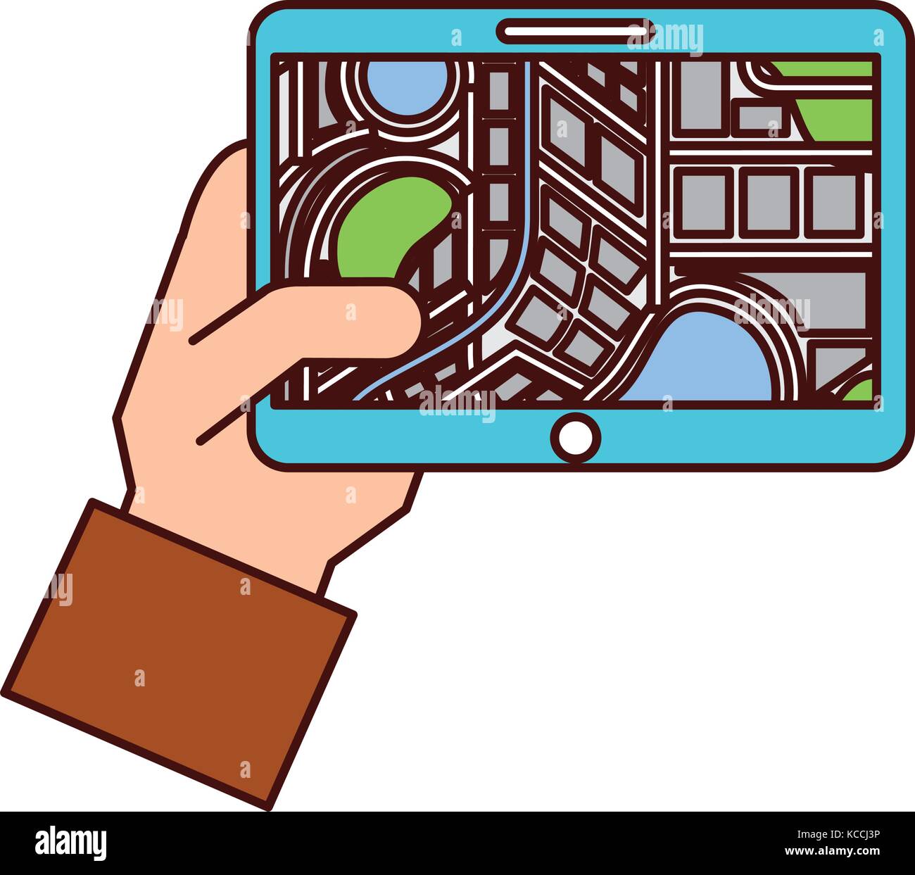 hand holding tablet with city map navigator Stock Vector Image & Art ...