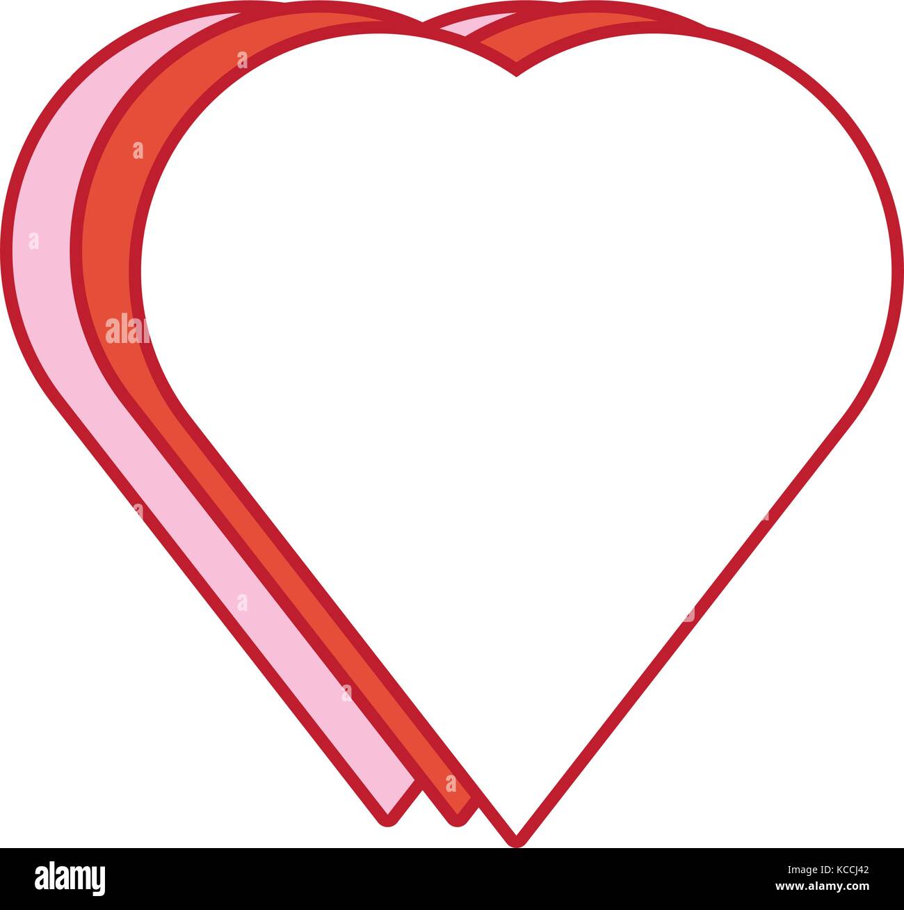 flat line colored heart over white background vector illustration Stock ...