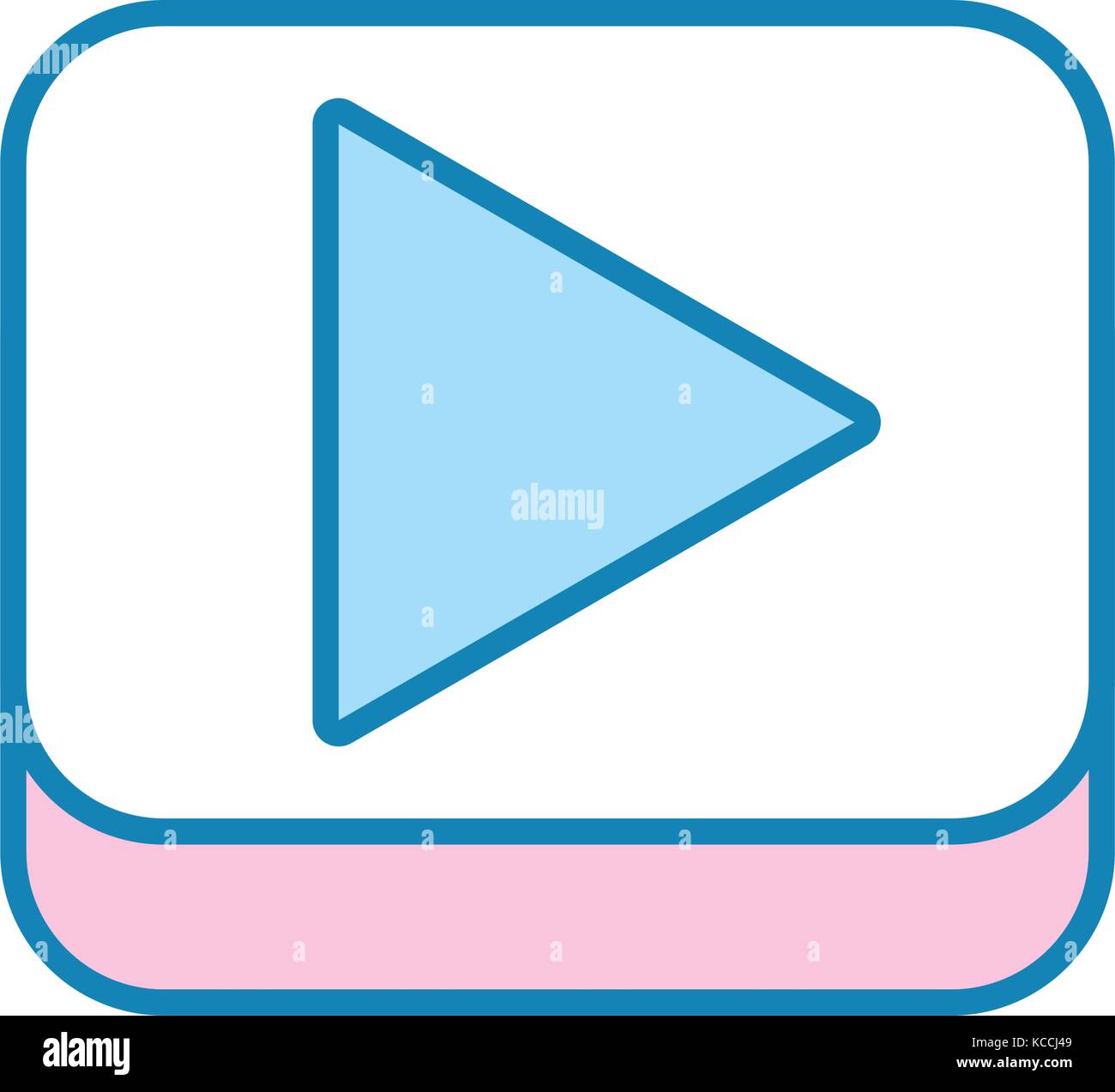 flat line colored play button over white background v ector ...