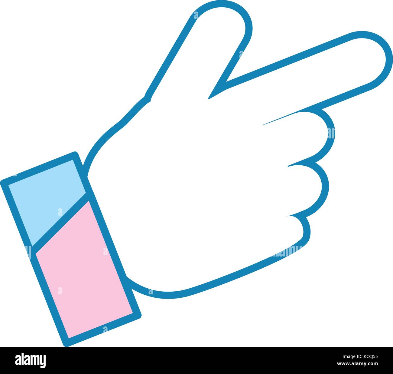 flat line colored hand over white background vector illustration Stock ...