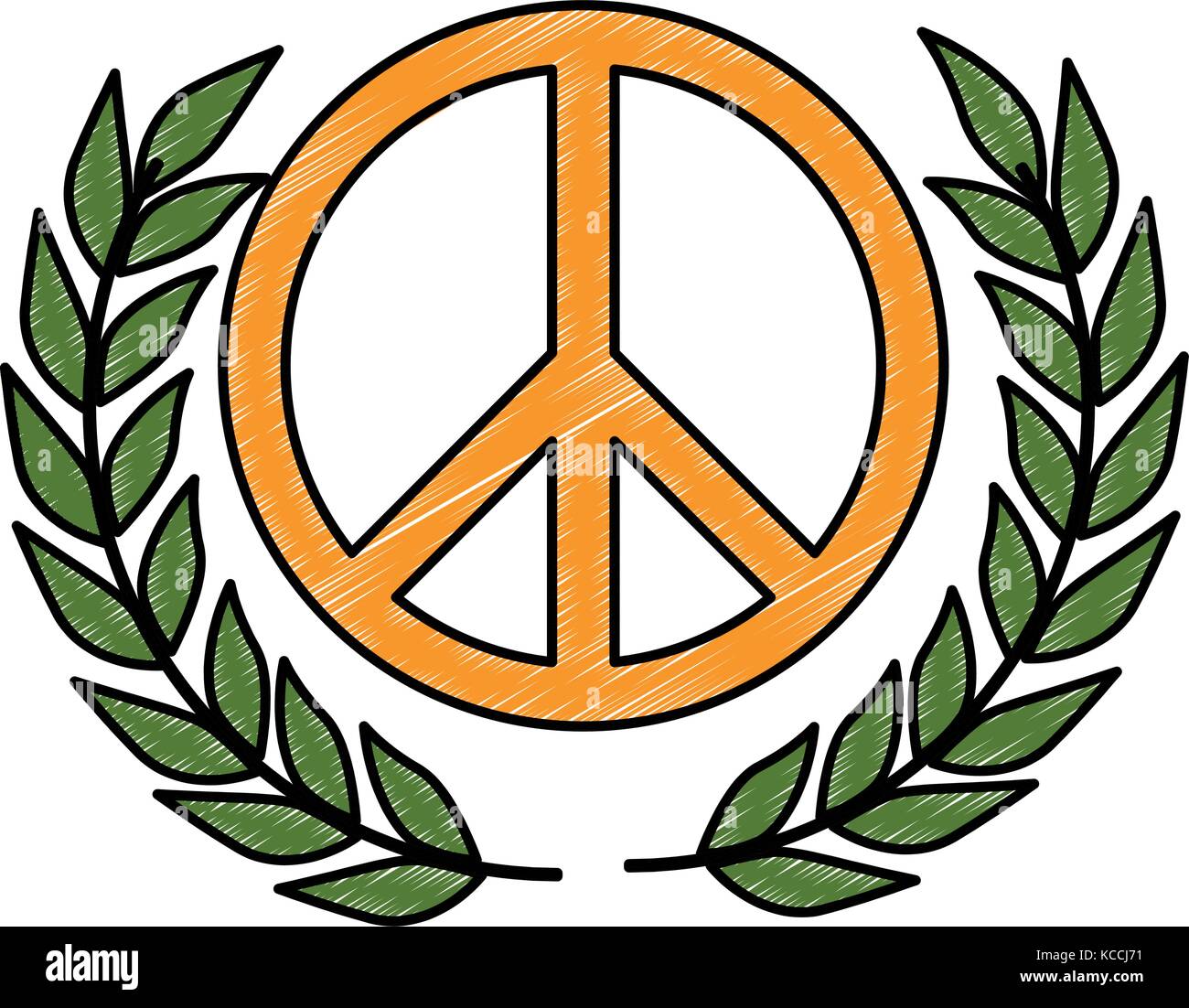 peace symbol with leafs vector illustration design Stock Vector Image ...