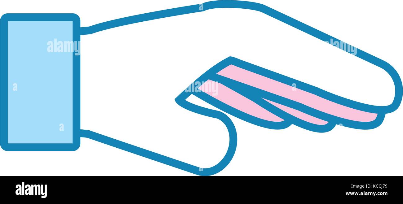 flat line colored hand over white background vector illustration Stock ...