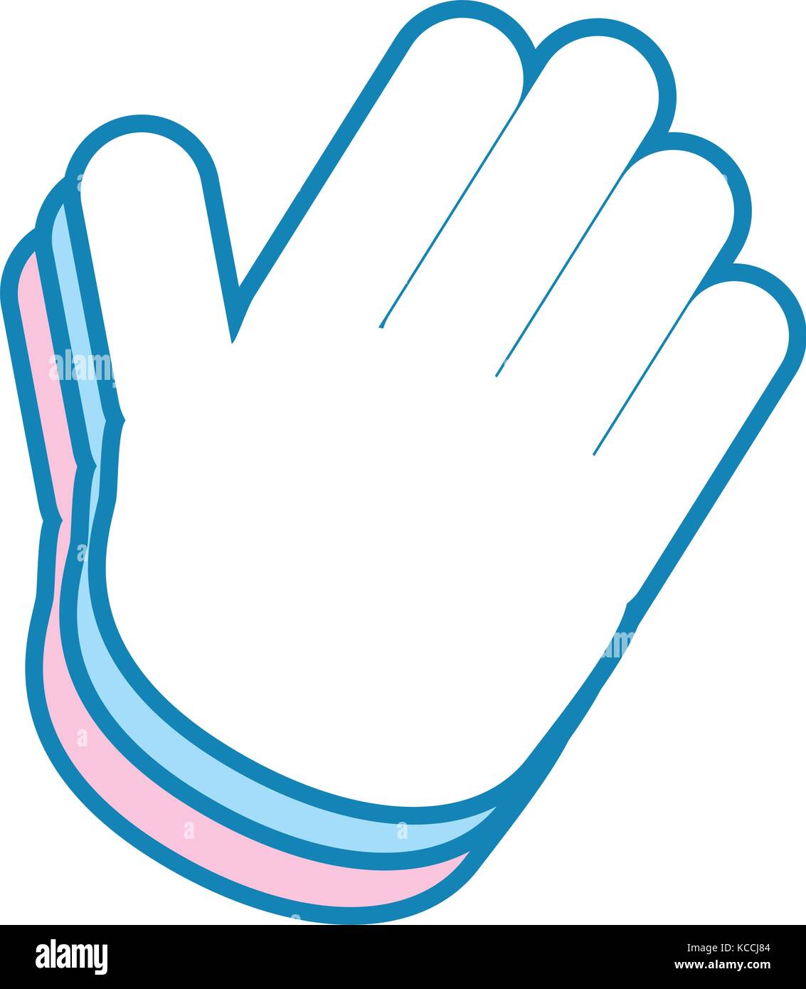 flat line colored hand over white background vector illustration Stock ...