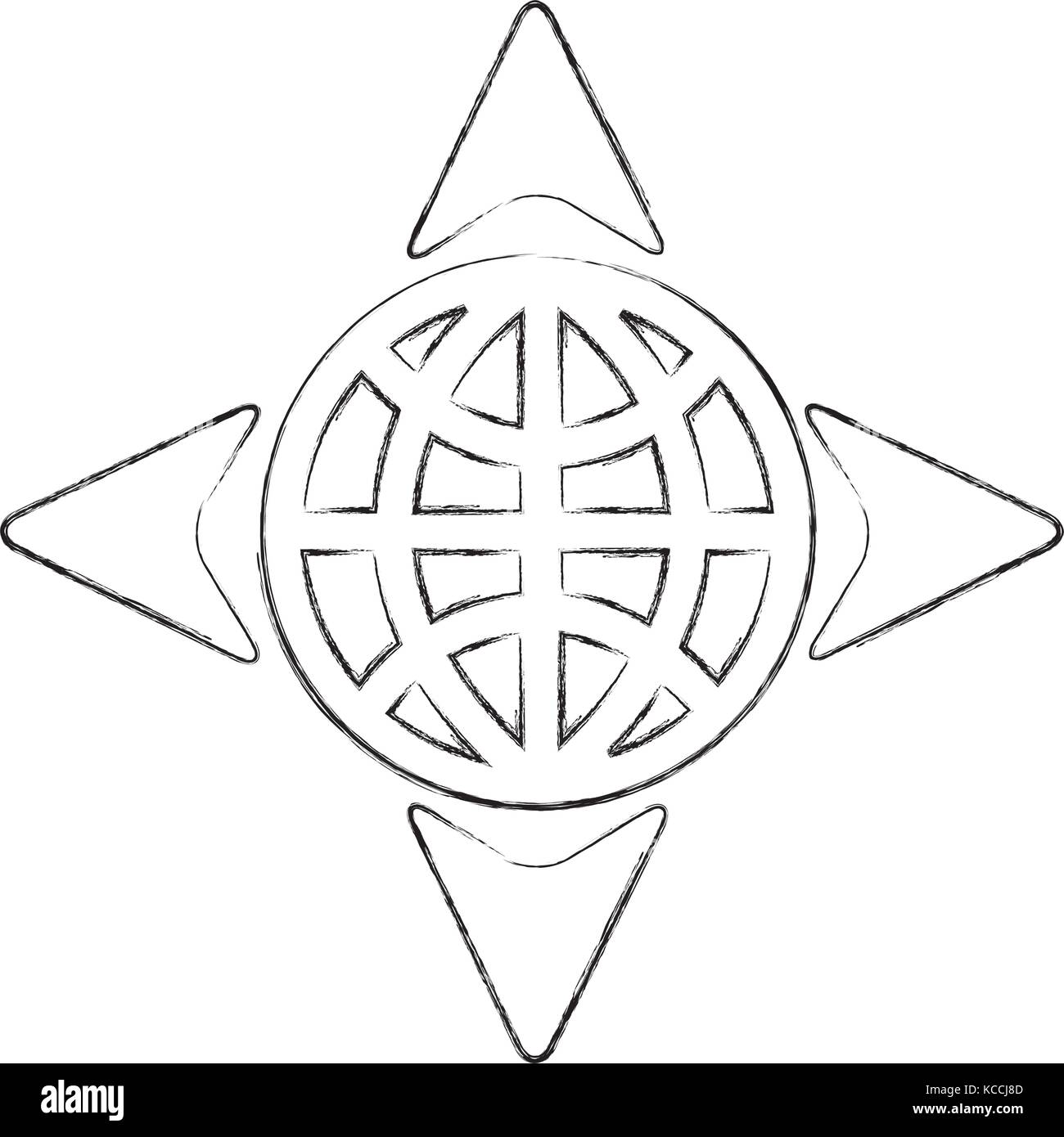 globe and four arrow navigation destination world Stock Vector Image ...