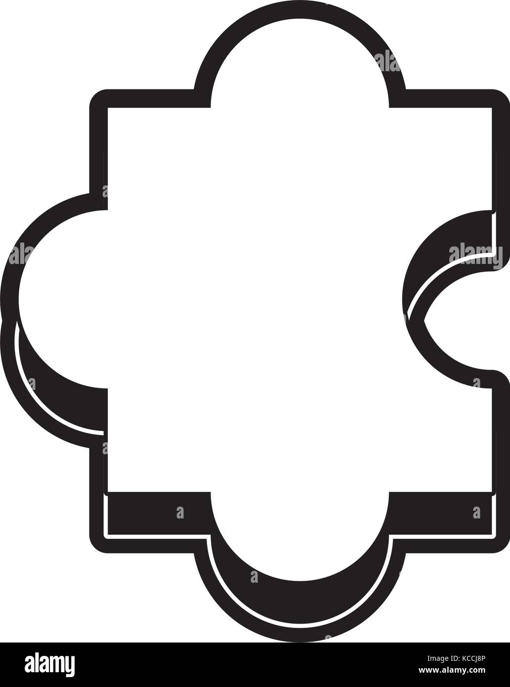 uncolored puzzle piece over white background vector illustration Stock ...