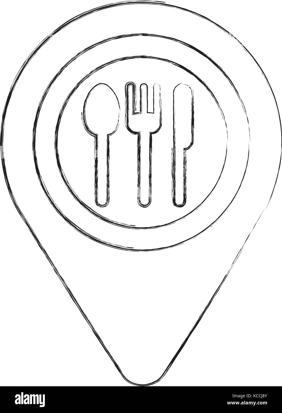 map pin pointer with cafe or restaurant sign icon Stock Vector Image ...