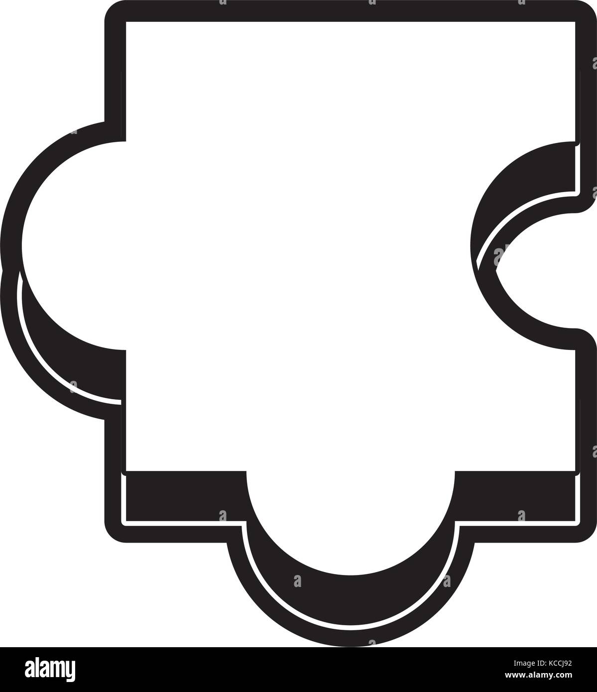 uncolored puzzle piece over white background vector illustration Stock ...
