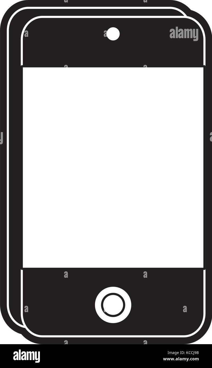 flat line monochromatic smartphone over white background vector ...