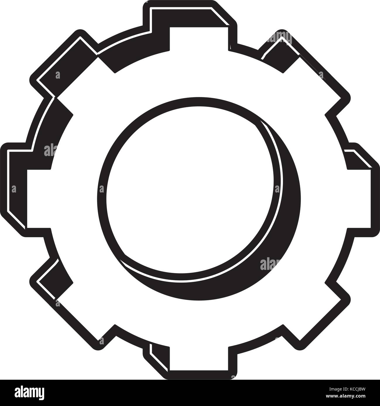 flat line monochromatic gear over white background vector illustration ...