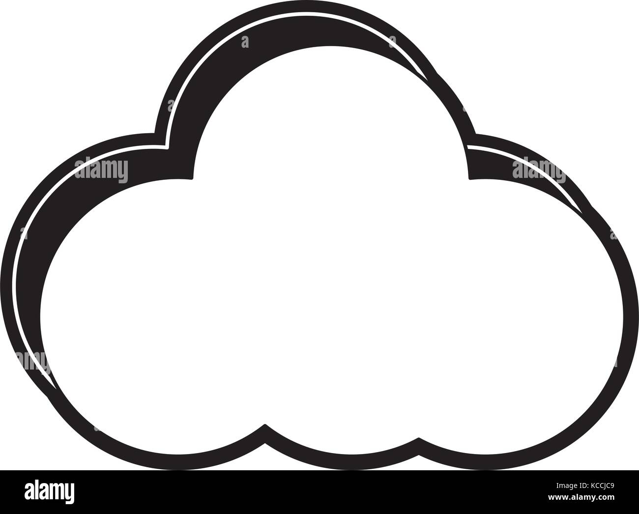 flat line monochromatic cloud over white background vector illustration ...