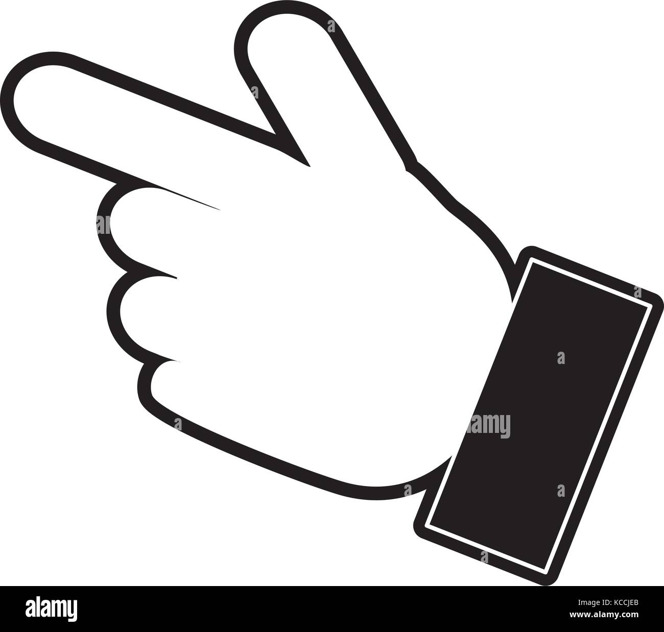 flat line monochromatic hand over white background vector illustration ...