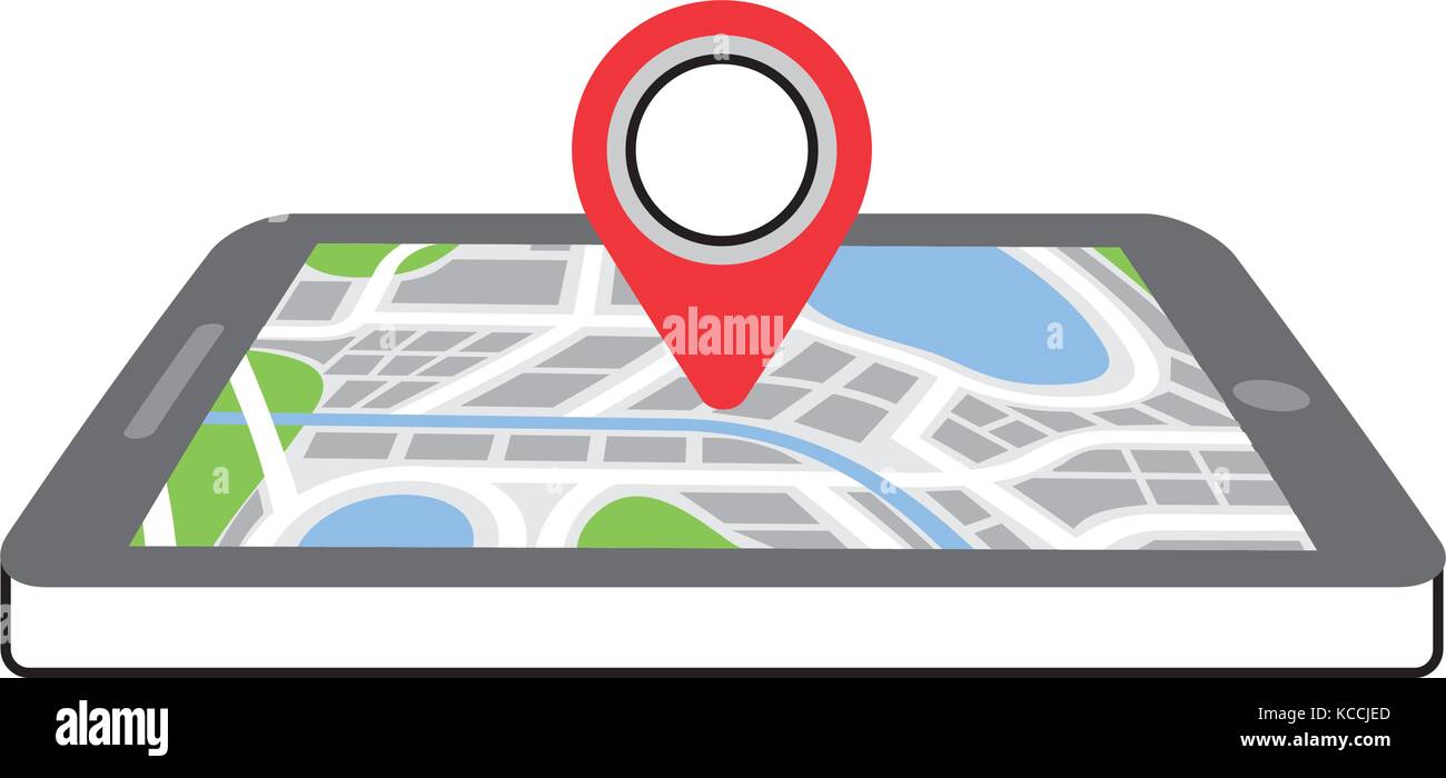 navigation gps device and city map with pins technology and traveling ...