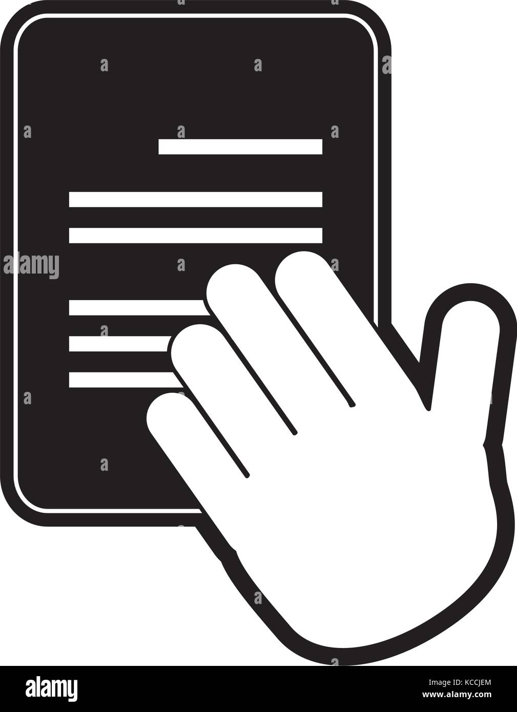 flat line monochromatic hand with statistic graphic over white ...