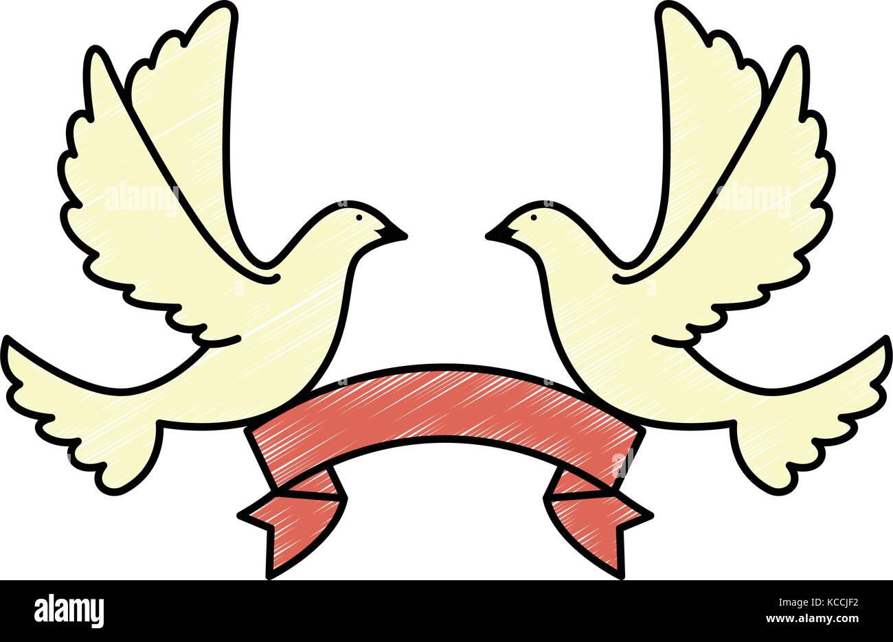 doves of peace with ribbon vector illustration design Stock Vector ...