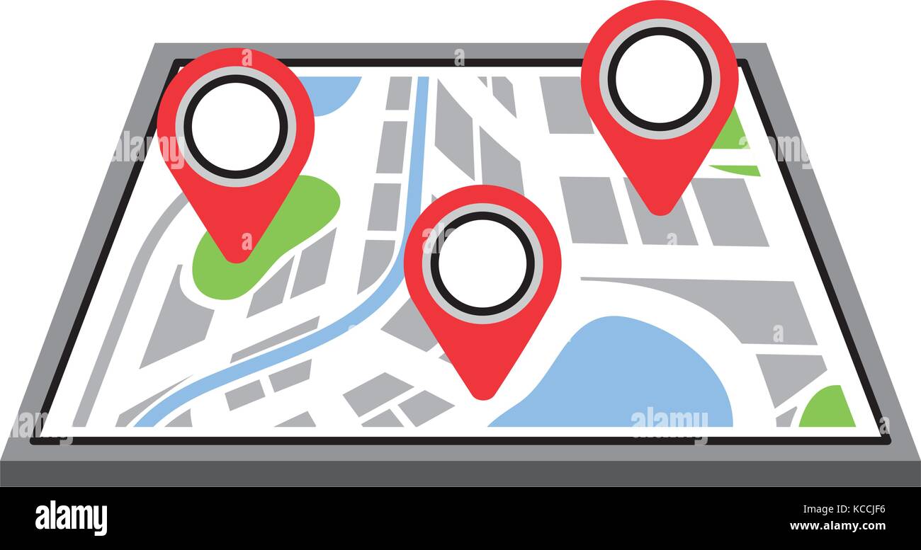 navigation gps device and city map with pins technology and traveling ...