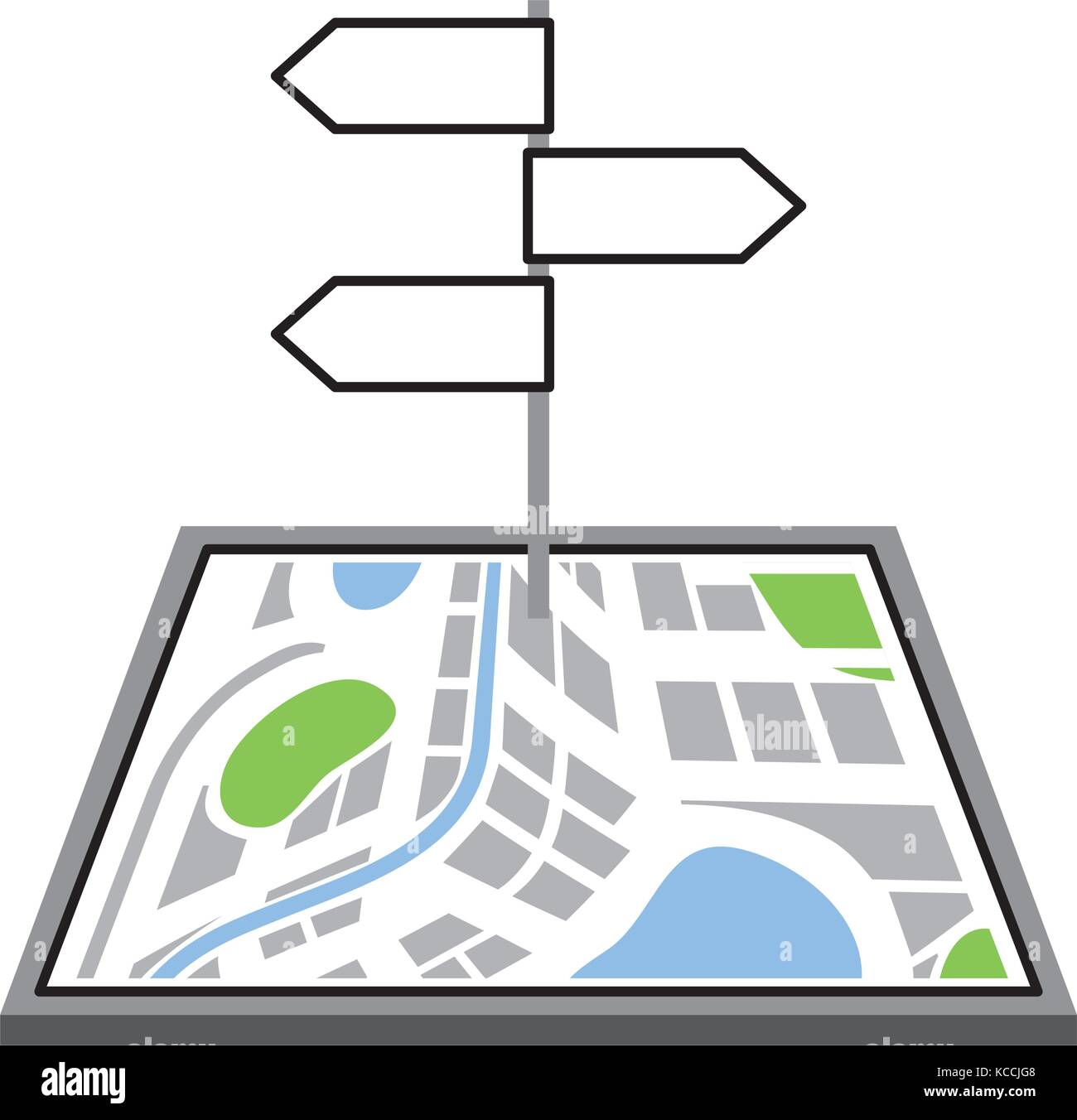 navigator map with signpost traffic direction destination Stock Vector ...