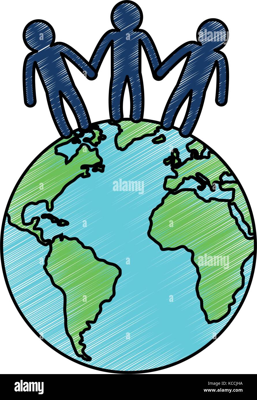 world planet with people vector illustration design Stock Vector Image ...