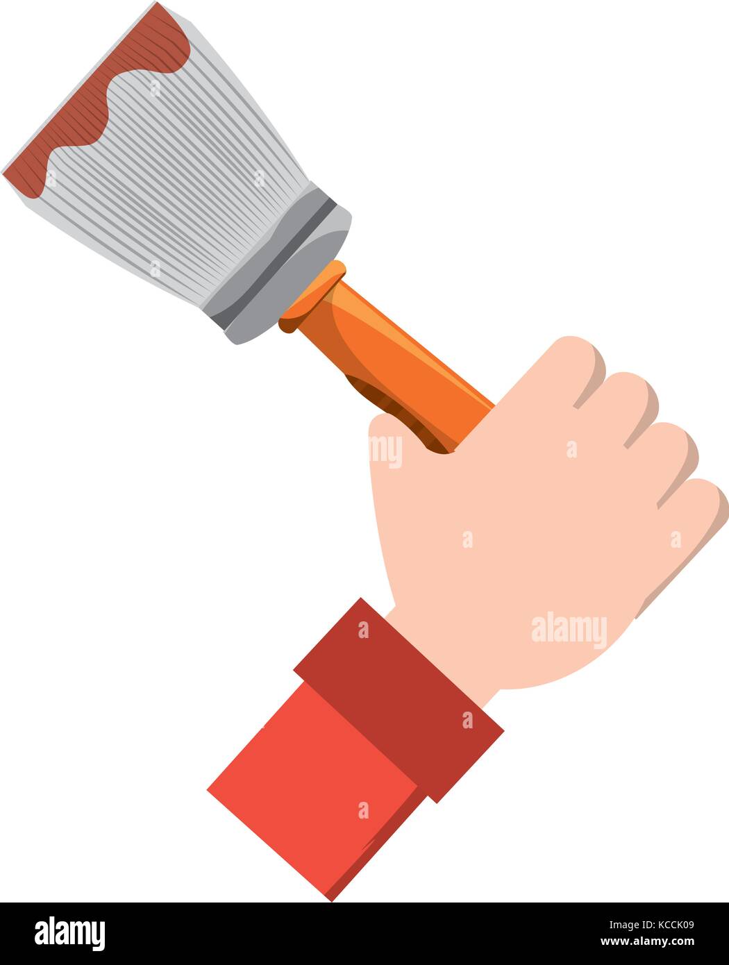 hand holding a paint brush icon over white background vector ...