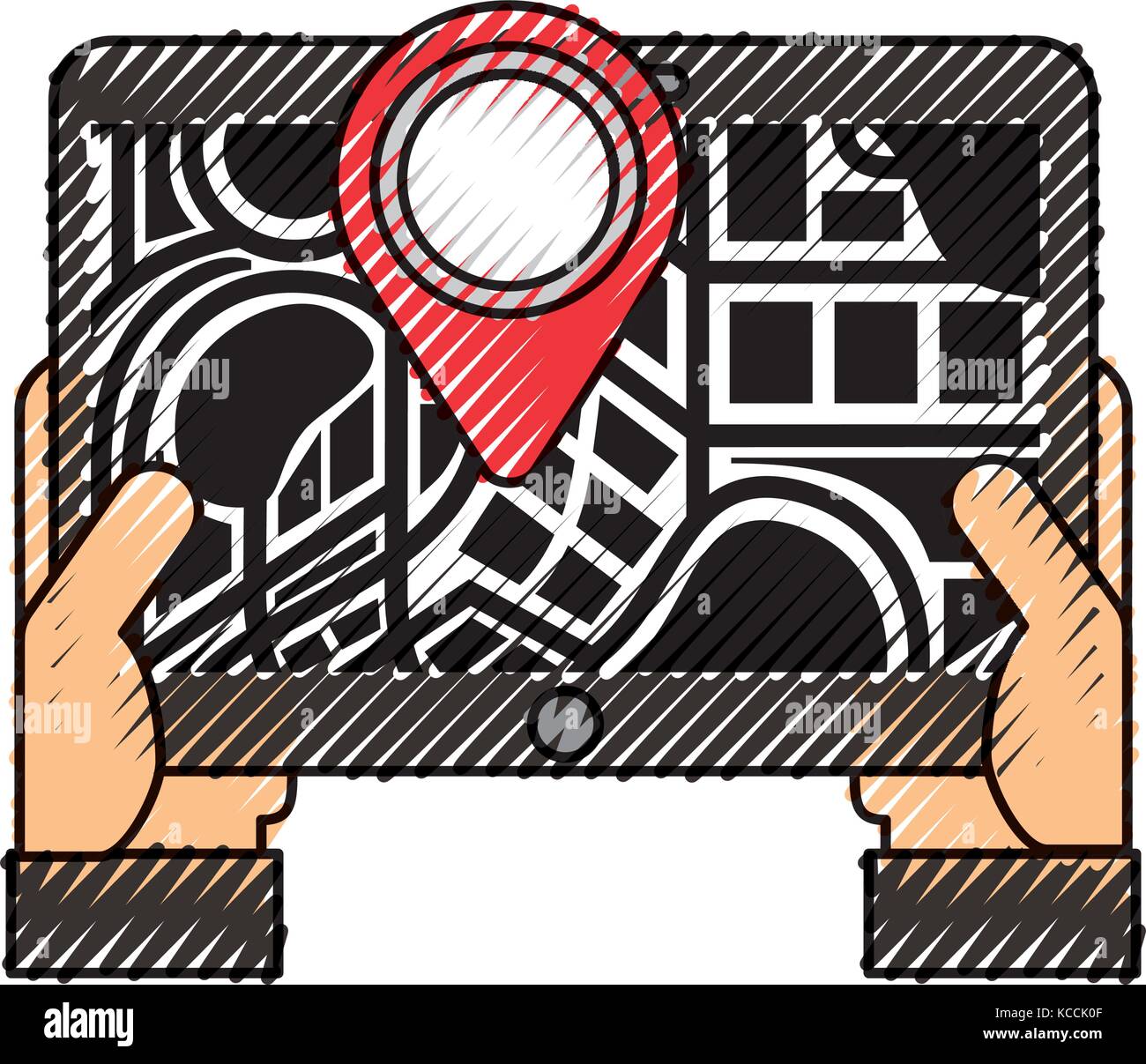 hand holding device with map navigation gps Stock Vector Image & Art ...